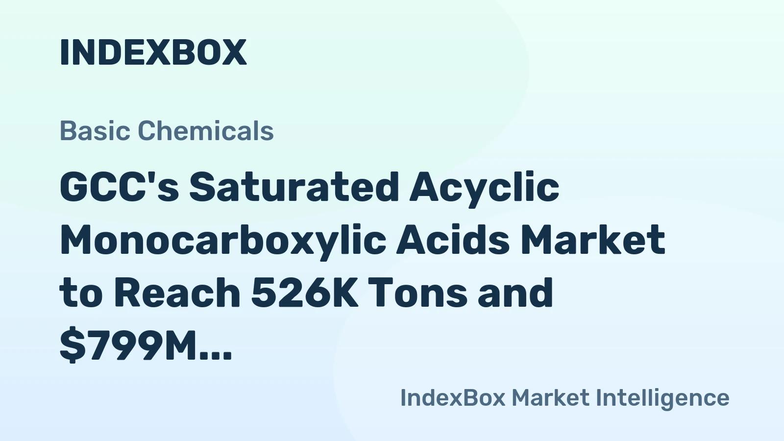 GCC's Saturated Acyclic Monocarboxylic Acids Market to Reach 526K Tons and $799M by 2035
