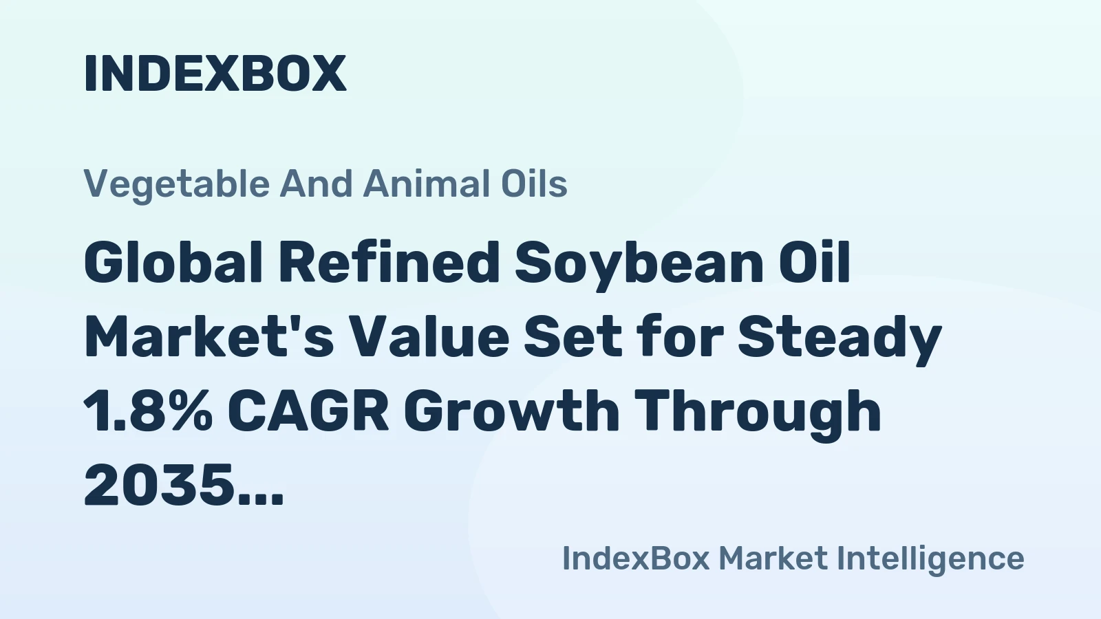 Global Refined Soybean Oil Market's Value Set for Steady 1.8% CAGR Growth Through 2035