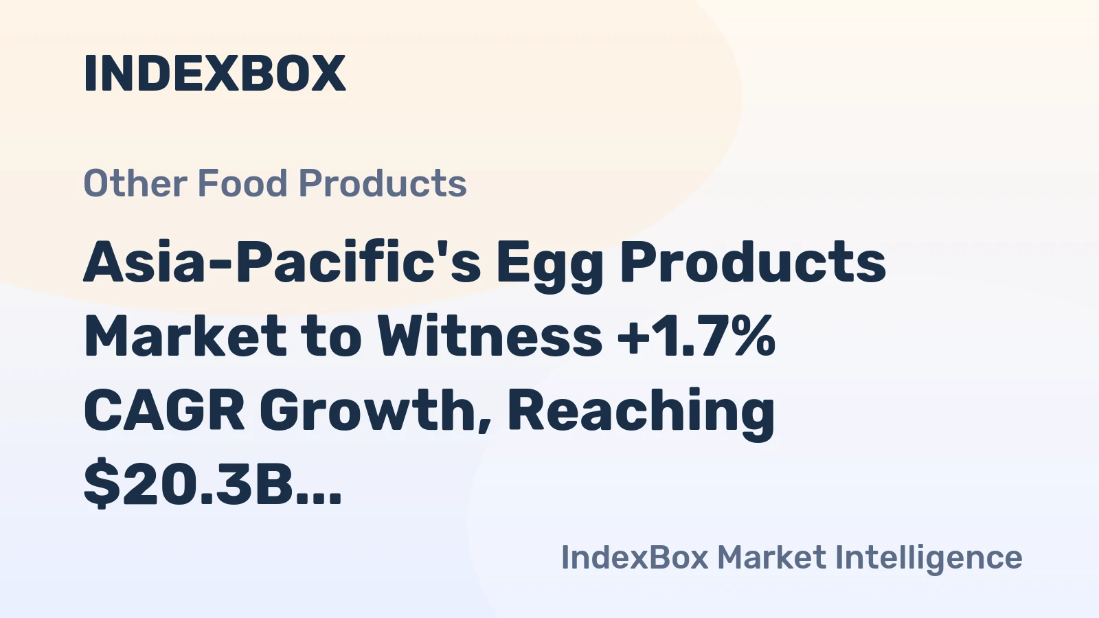 Asia-Pacific's Egg Products Market to Witness +1.7% CAGR Growth, Reaching $20.3B by 2035