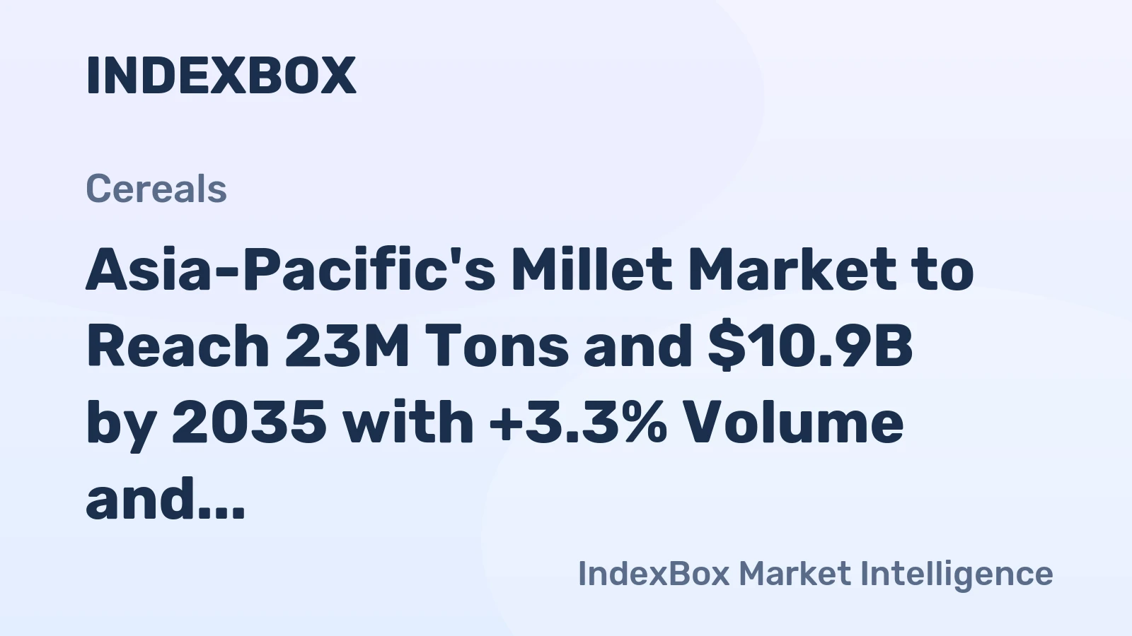 Asia-Pacific's Millet Market to Reach 23M Tons and $10.9B by 2035 with +3.3% Volume and +3.0% Value Growth