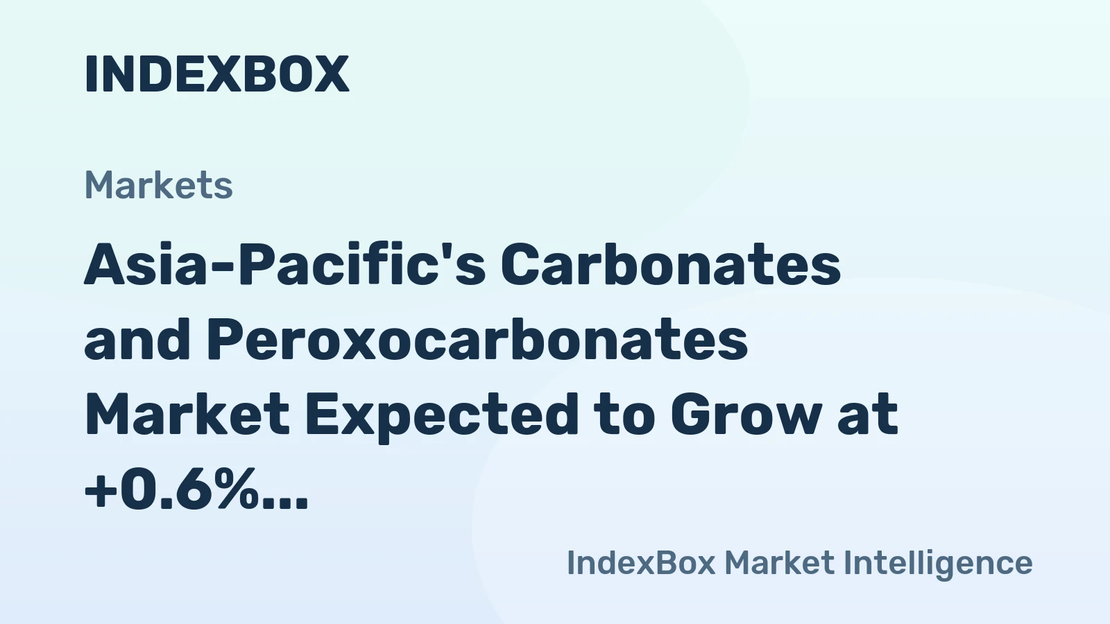 Asia-Pacific's Carbonates and Peroxocarbonates Market Expected to Grow at +0.6% CAGR for the Period of 2024-2035
