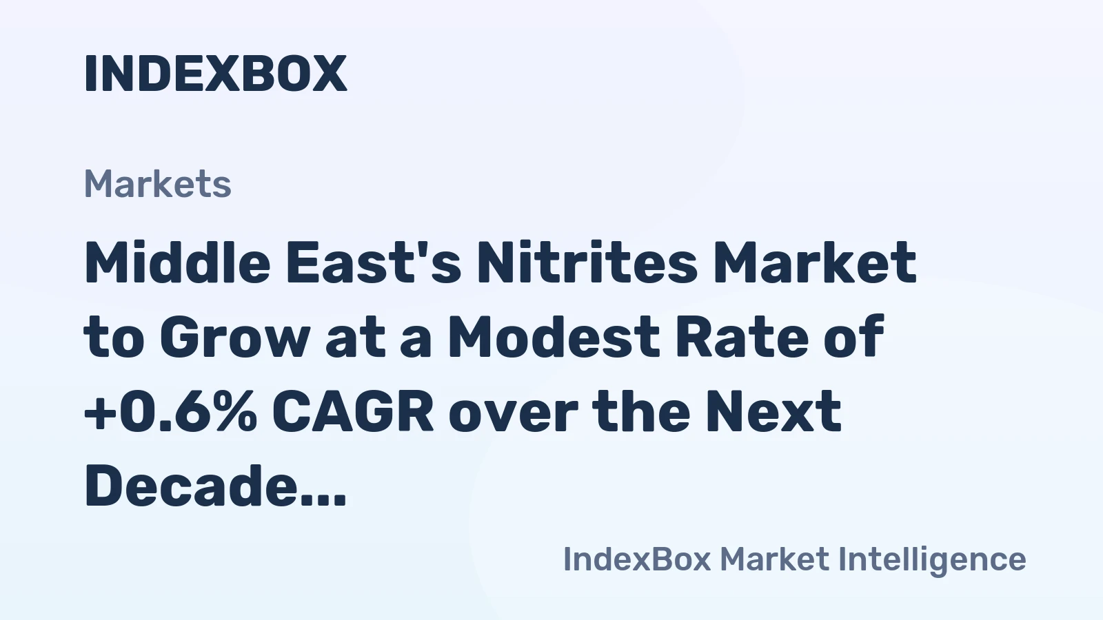 Middle East's Nitrites Market to Grow at a Modest Rate of +0.6% CAGR over the Next Decade