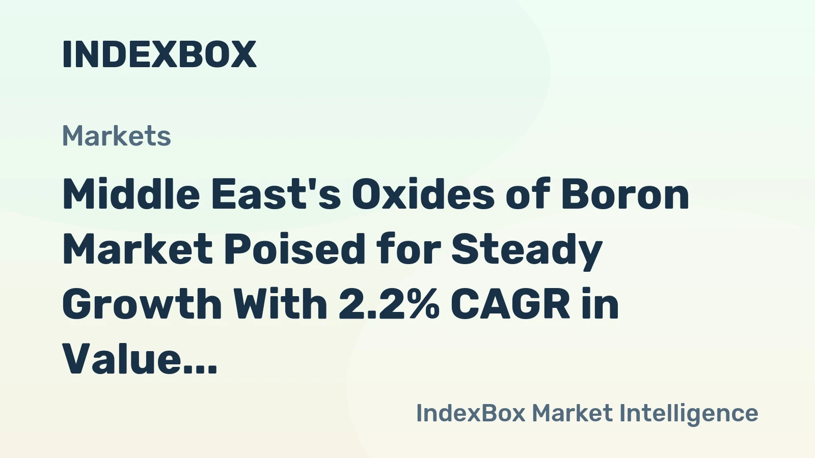 Middle East's Oxides of Boron Market Poised for Steady Growth With 2.2% CAGR in Value Through 2035