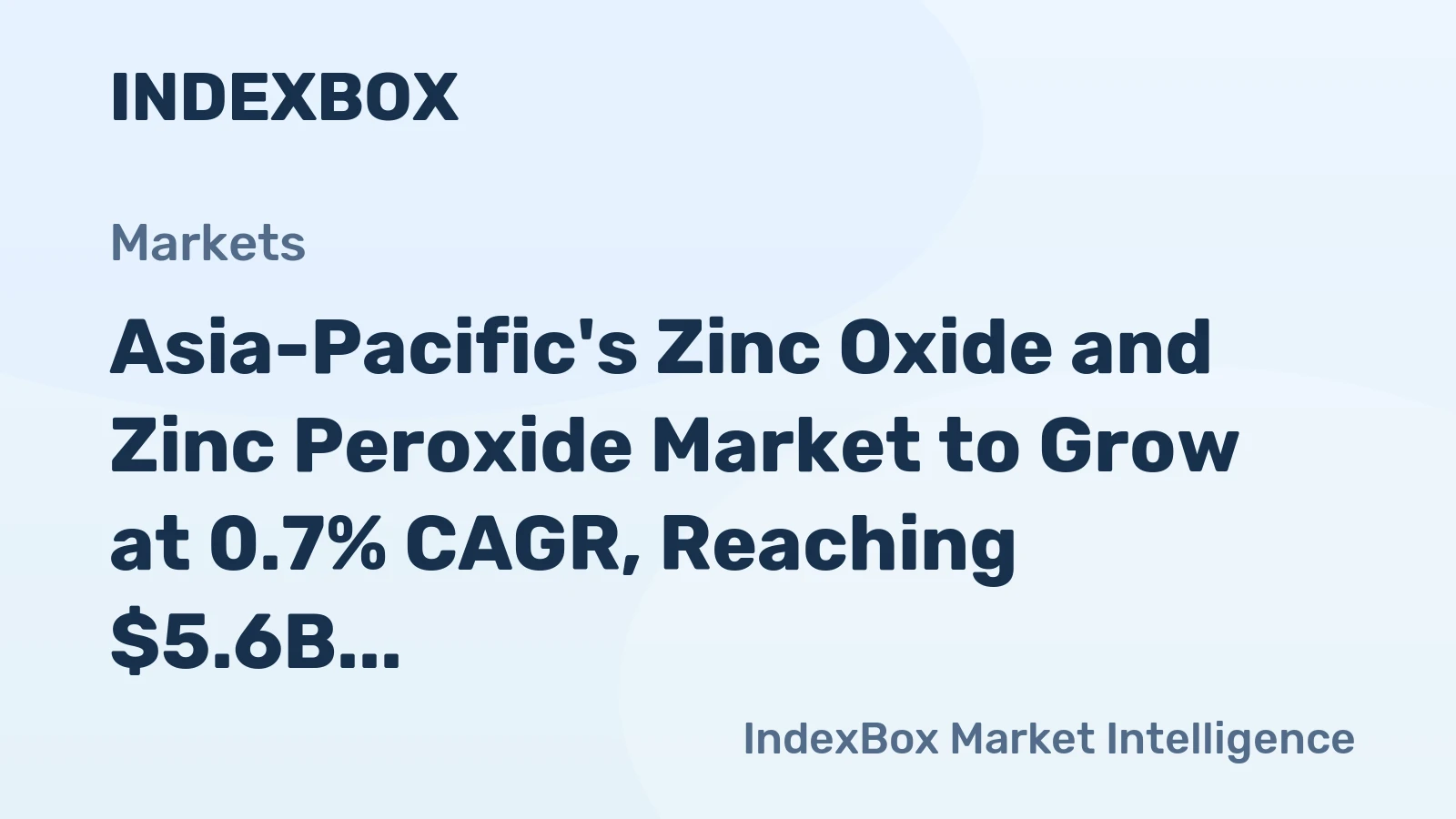 Asia-Pacific's Zinc Oxide and Zinc Peroxide Market to Grow at 0.7% CAGR, Reaching $5.6B by 2035