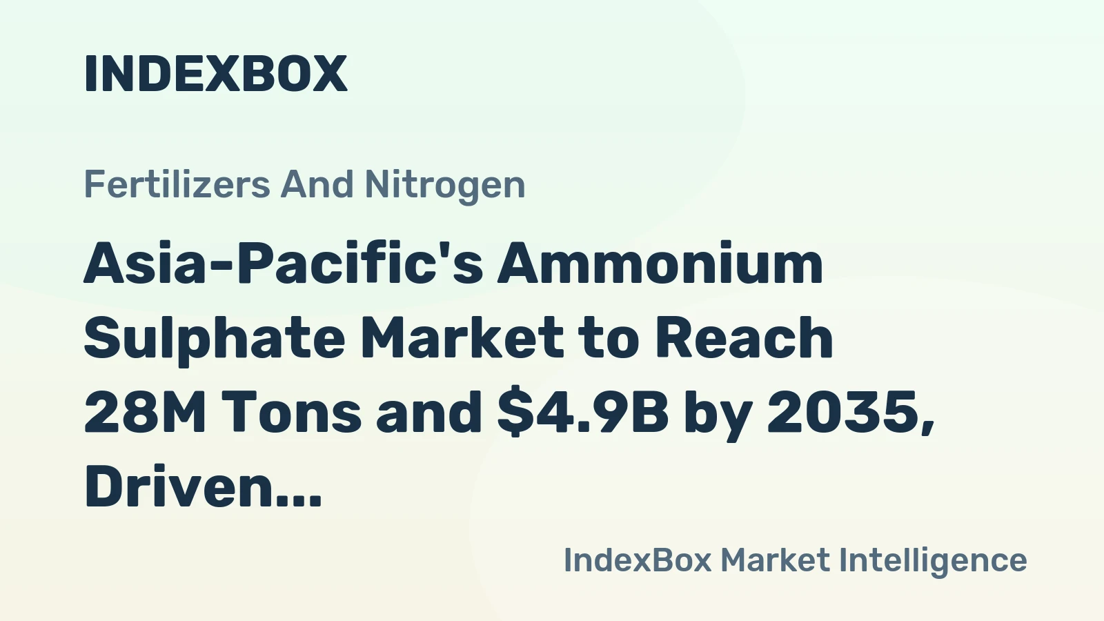 Asia-Pacific's Ammonium Sulphate Market to Reach 28M Tons and $4.9B by 2035, Driven by Increasing Demand