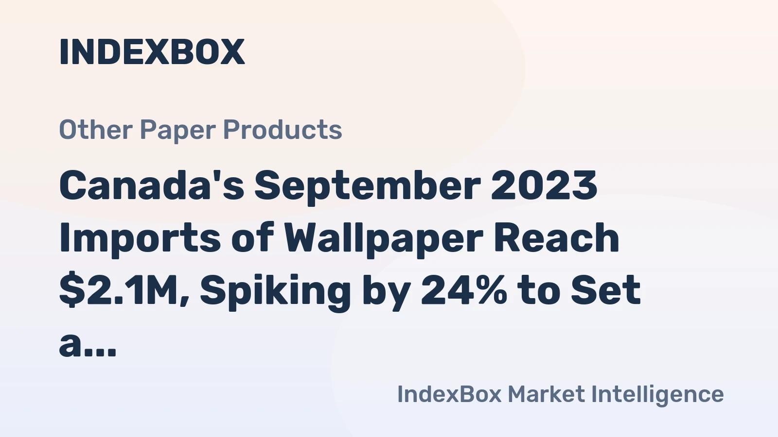 Canada's September 2023 Imports of Wallpaper Reach $2.1M, Spiking by 24% to Set a New Record