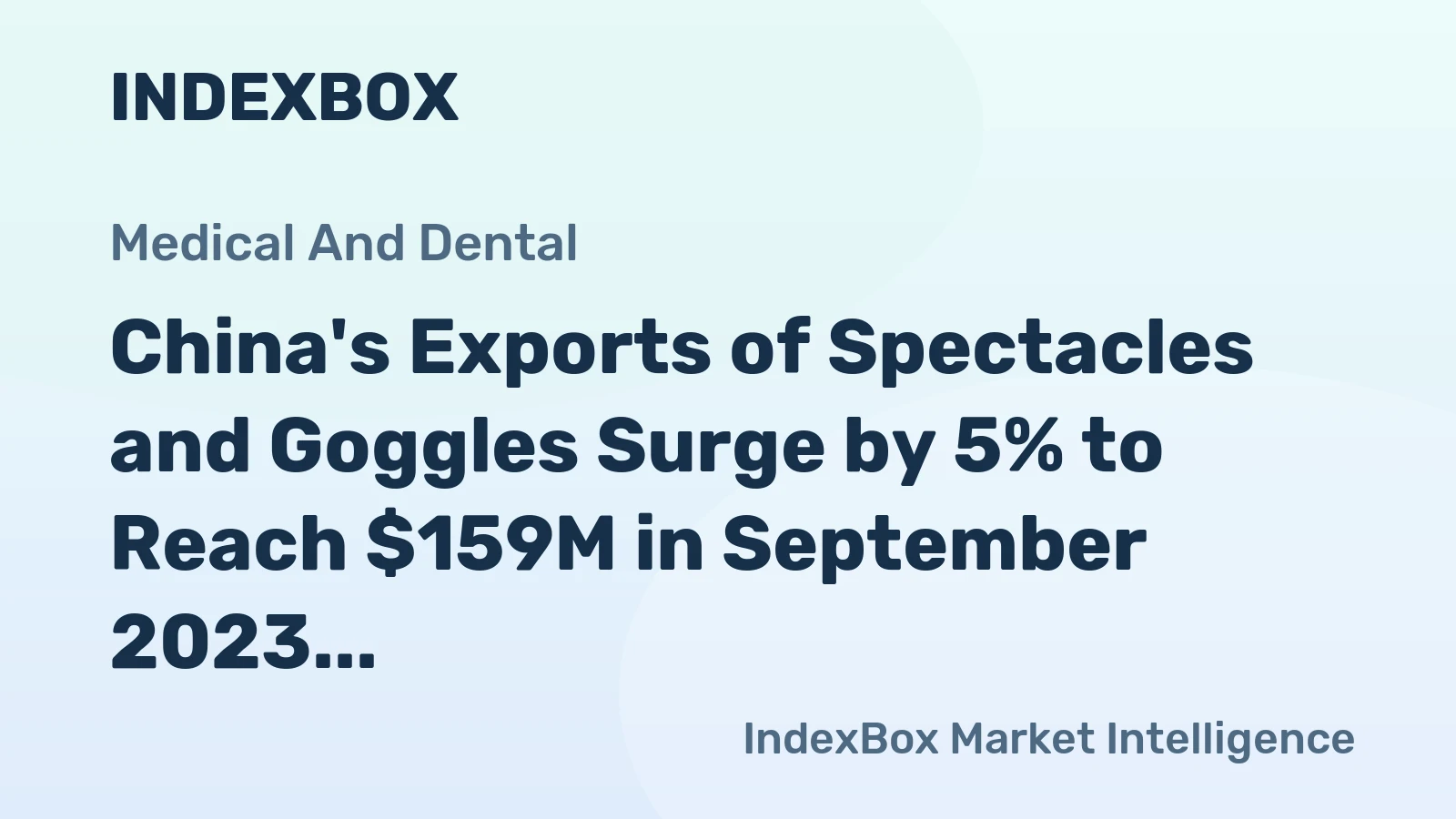 China's Exports of Spectacles and Goggles Surge by 5% to Reach $159M in September 2023