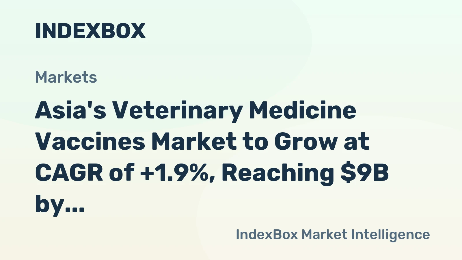 Asia's Veterinary Medicine Vaccines Market to Grow at CAGR of +1.9%, Reaching $9B by 2035