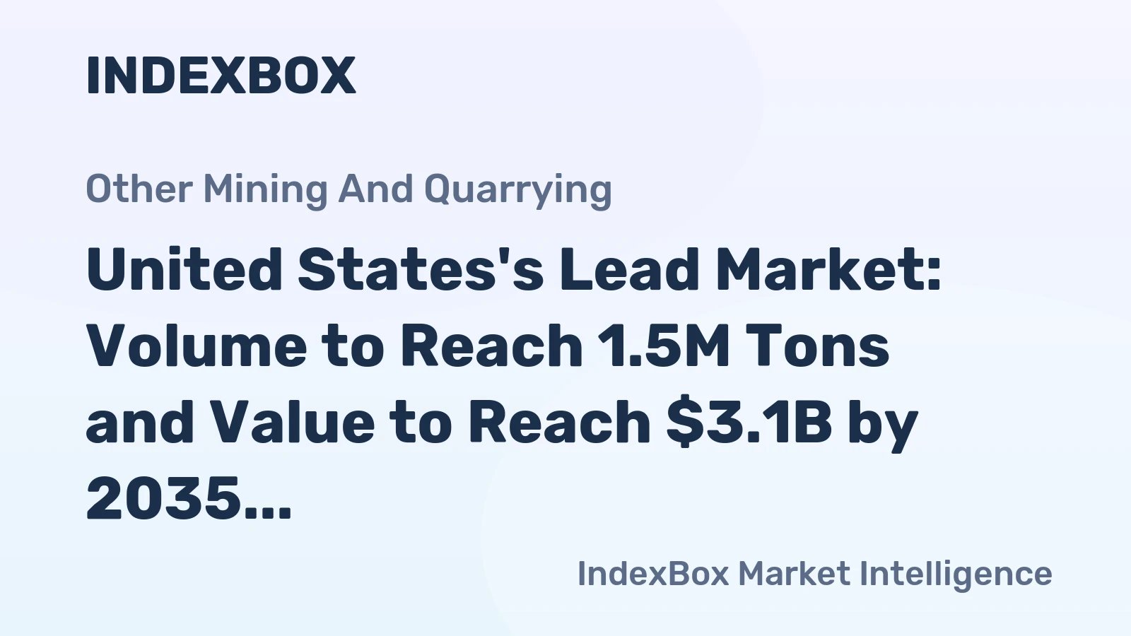 United States's Lead Market: Volume to Reach 1.5M Tons and Value to Reach $3.1B by 2035