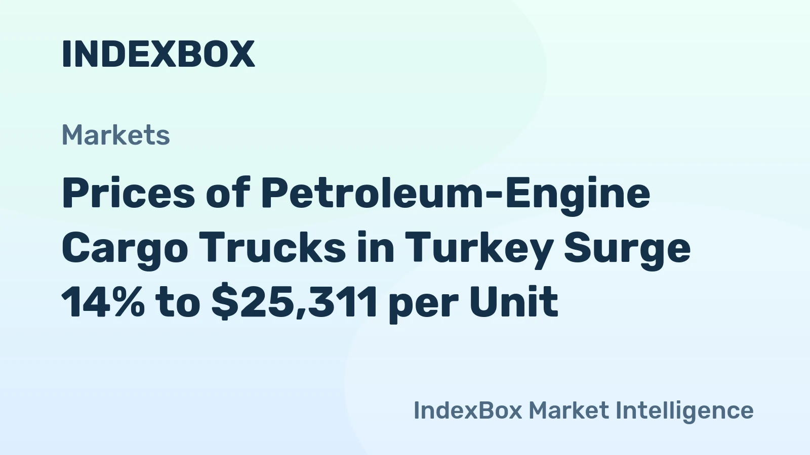 Prices of Petroleum-Engine Cargo Trucks in Turkey Surge 14% to $25,311 per Unit