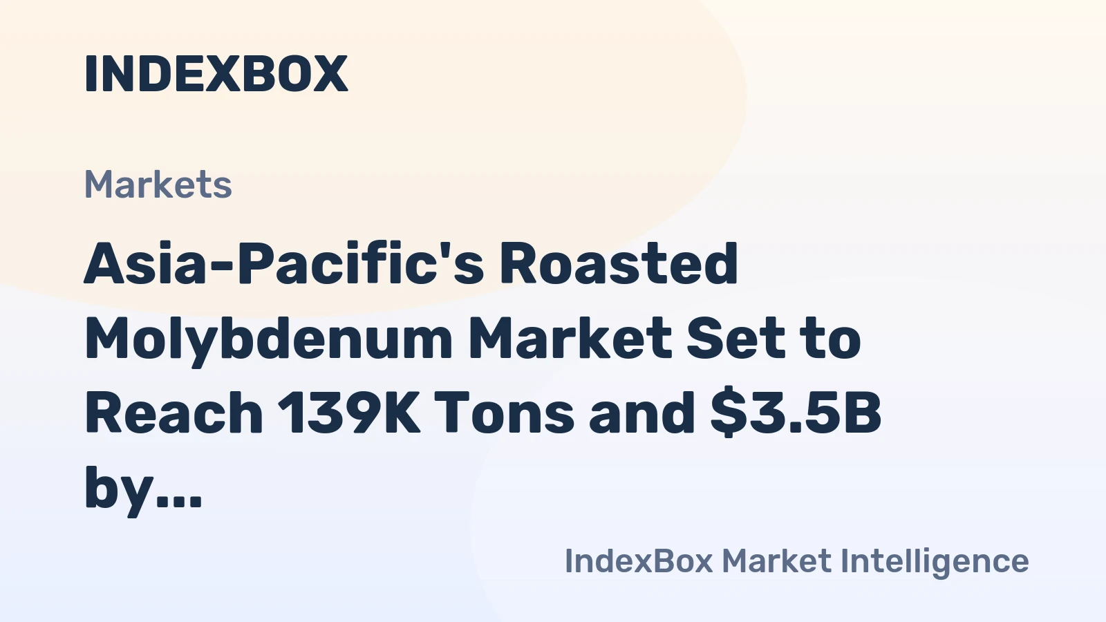 Asia-Pacific's Roasted Molybdenum Market Set to Reach 139K Tons and $3.5B by 2035