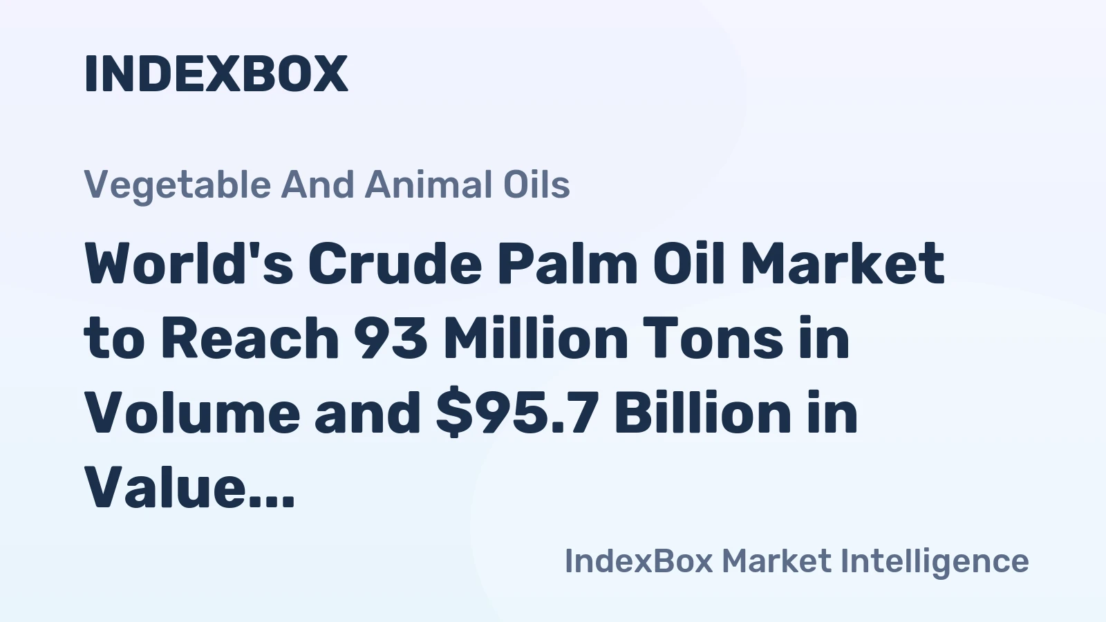 World's Crude Palm Oil Market to Reach 93 Million Tons in Volume and $95.7 Billion in Value by 2035