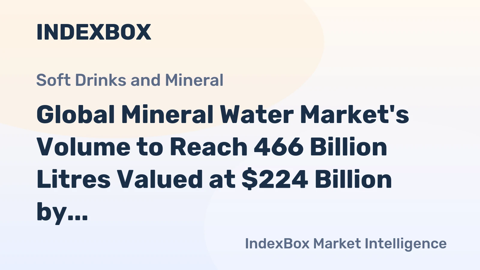 Global Mineral Water Market's Volume to Reach 466 Billion Litres Valued at $224 Billion by 2035