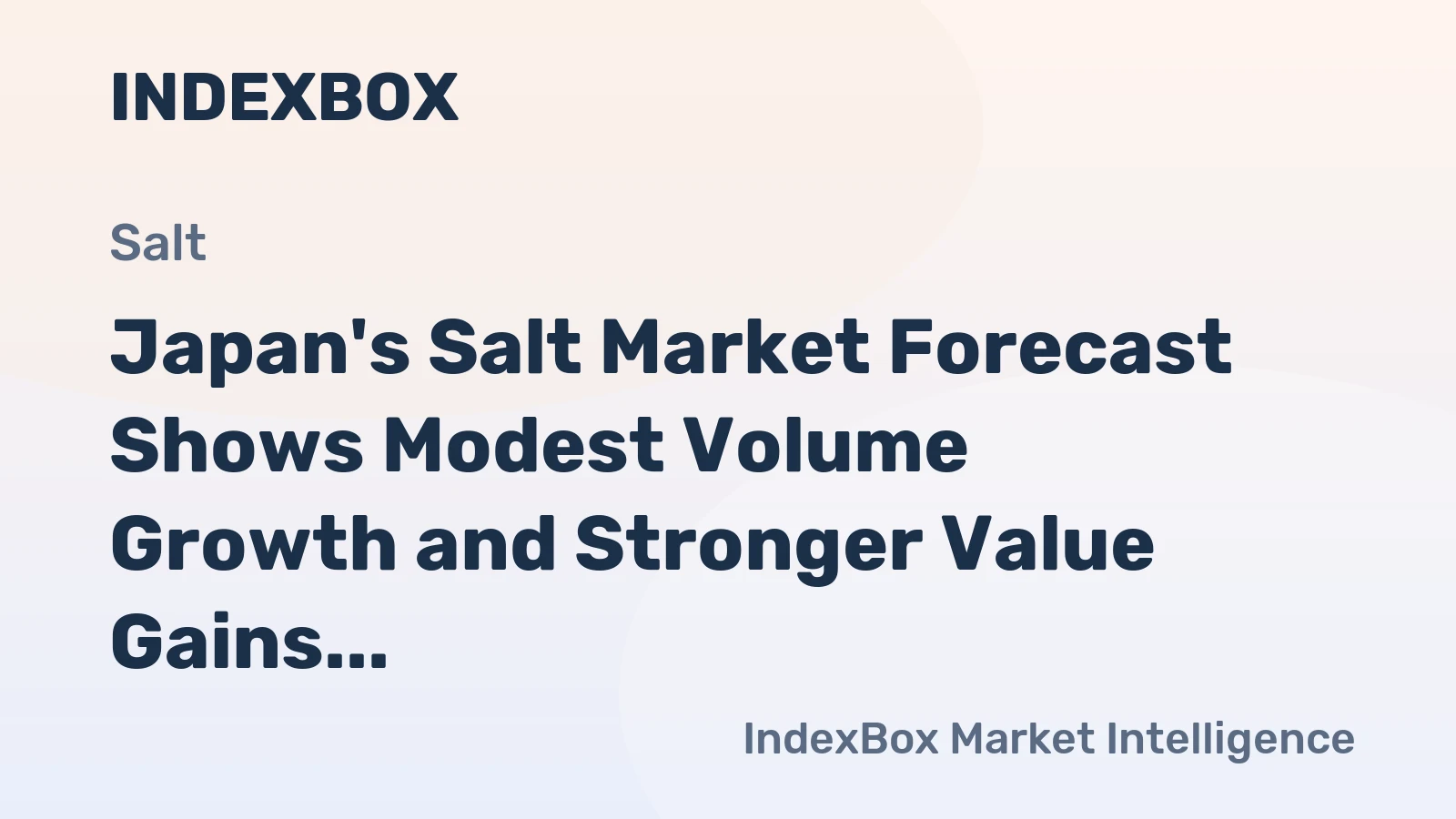 Japan's Salt Market Forecast Shows Modest Volume Growth and Stronger Value Gains Through 2035