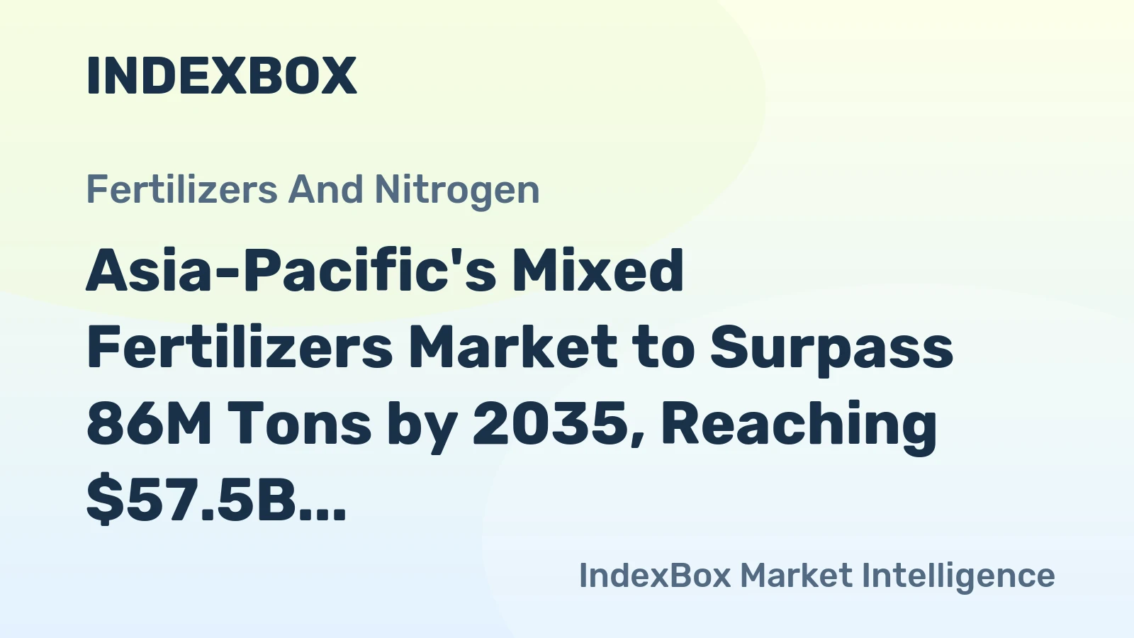 Asia-Pacific's Mixed Fertilizers Market to Surpass 86M Tons by 2035, Reaching $57.5B in Value