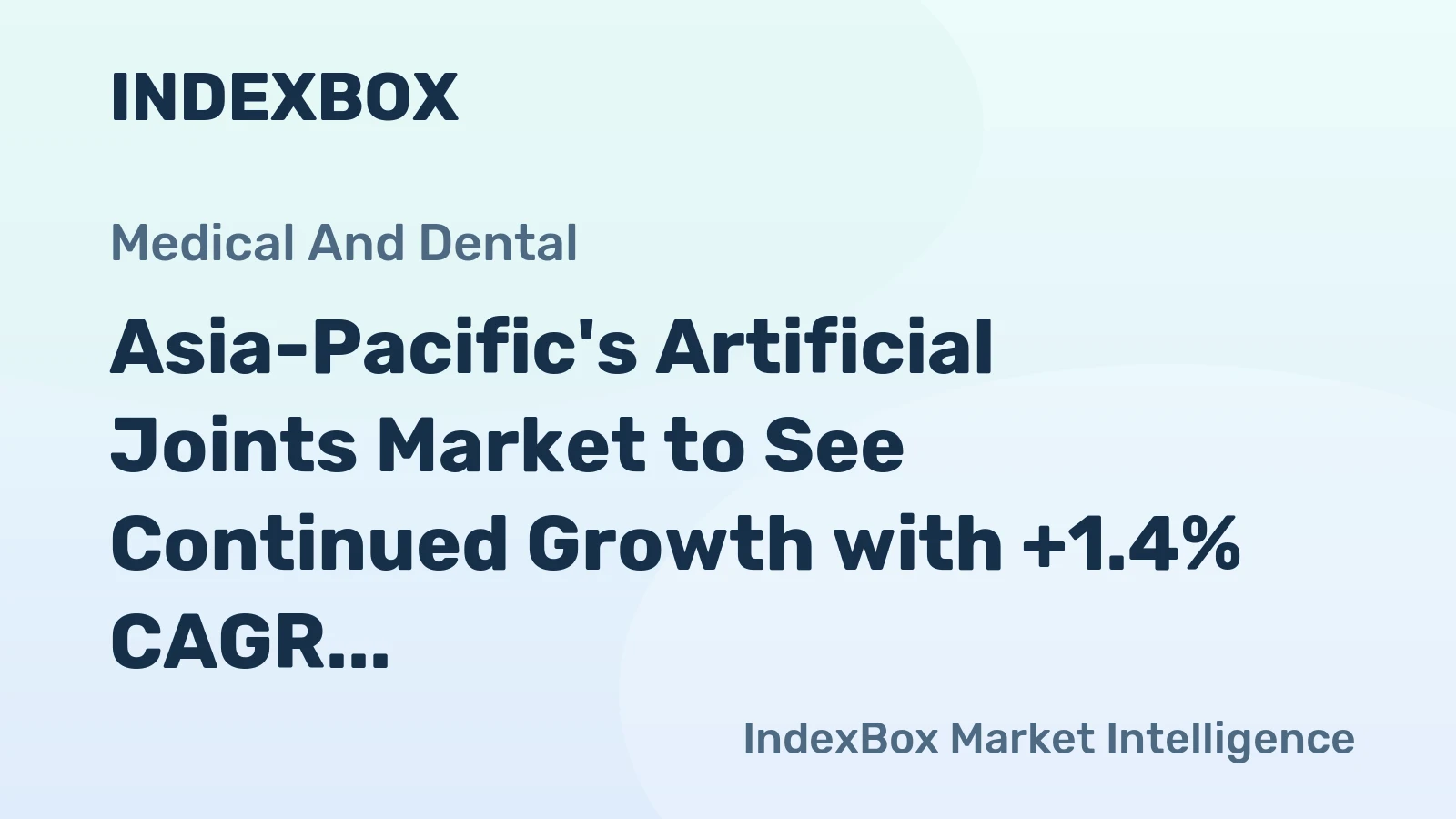 Asia-Pacific's Artificial Joints Market to See Continued Growth with +1.4% CAGR from 2024 to 2035