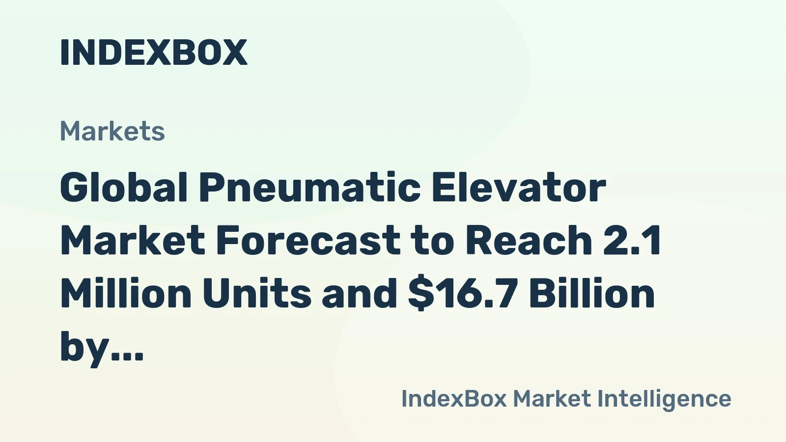 Global Pneumatic Elevator Market Forecast to Reach 2.1 Million Units and $16.7 Billion by 2035