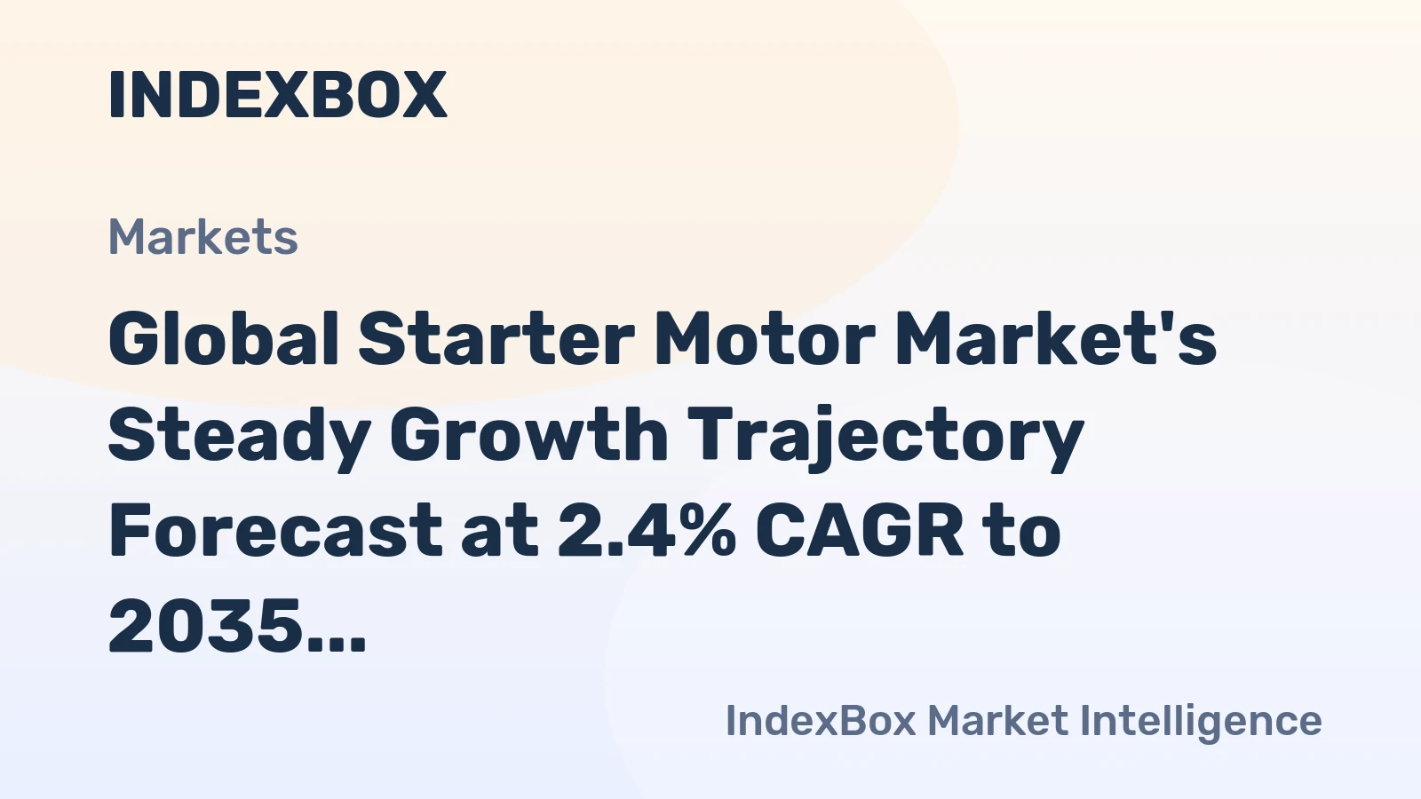 Global Starter Motor Market's Steady Growth Trajectory Forecast at 2.4% CAGR to 2035