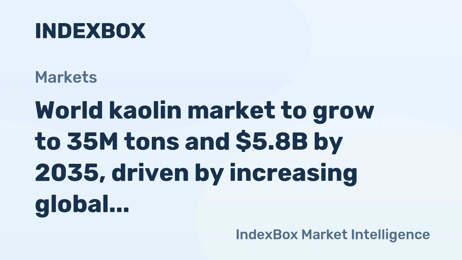 World kaolin market to grow to 35M tons and $5.8B by 2035, driven by increasing global demand.
