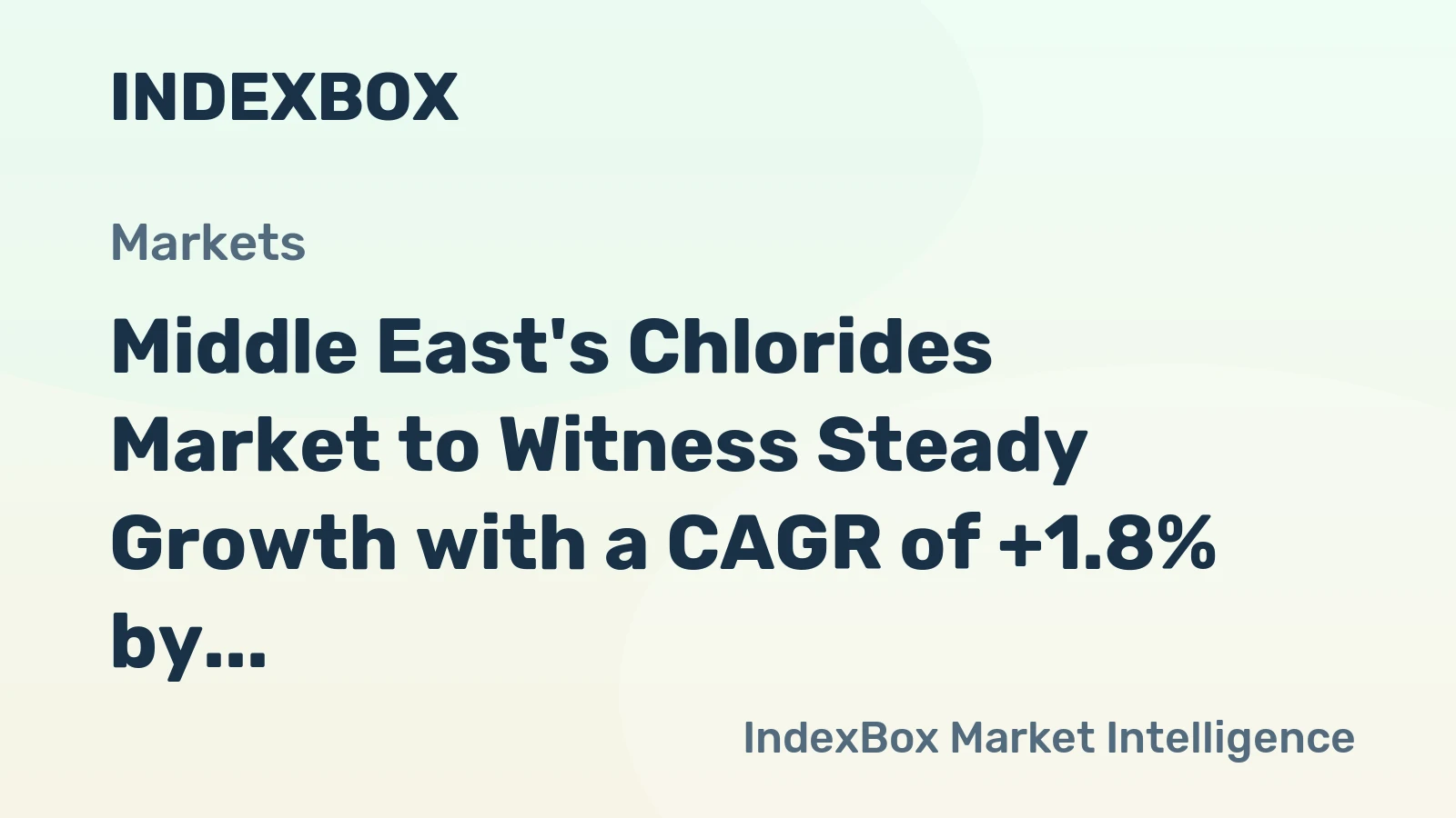 Middle East's Chlorides Market to Witness Steady Growth with a CAGR of +1.8% by 2035