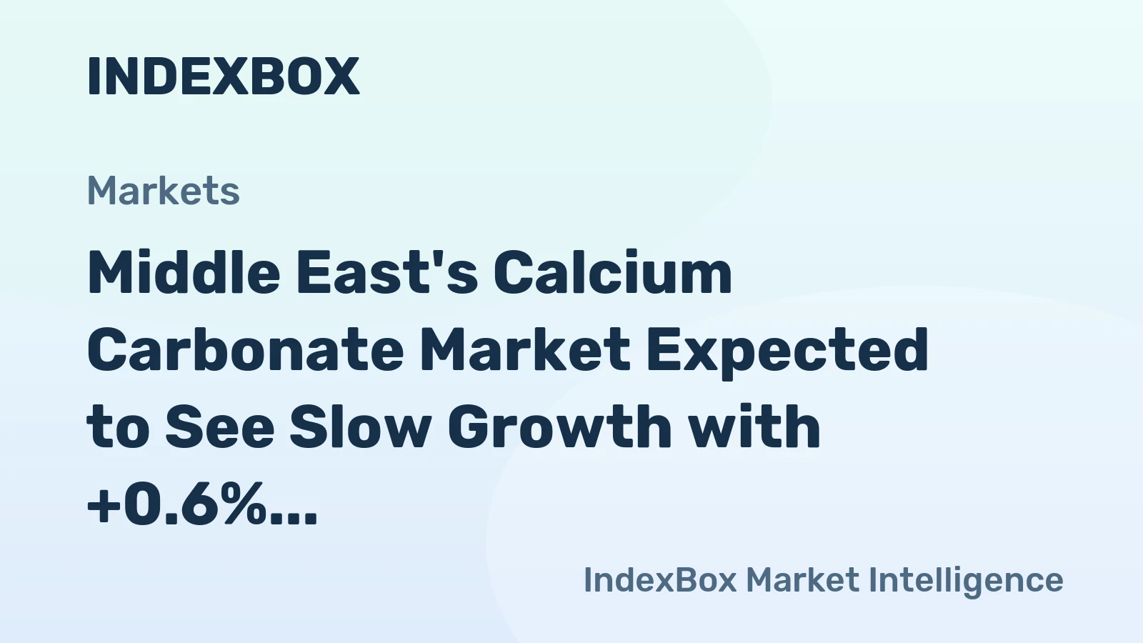 Middle East's Calcium Carbonate Market Expected to See Slow Growth with +0.6% CAGR