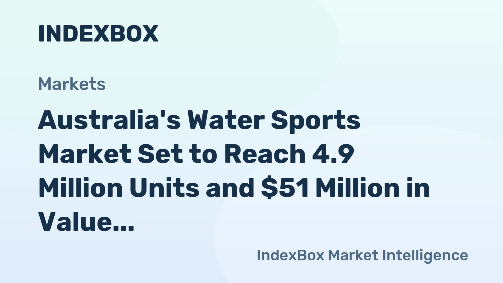 Australia's Water Sports Market Set to Reach 4.9 Million Units and $51 Million in Value