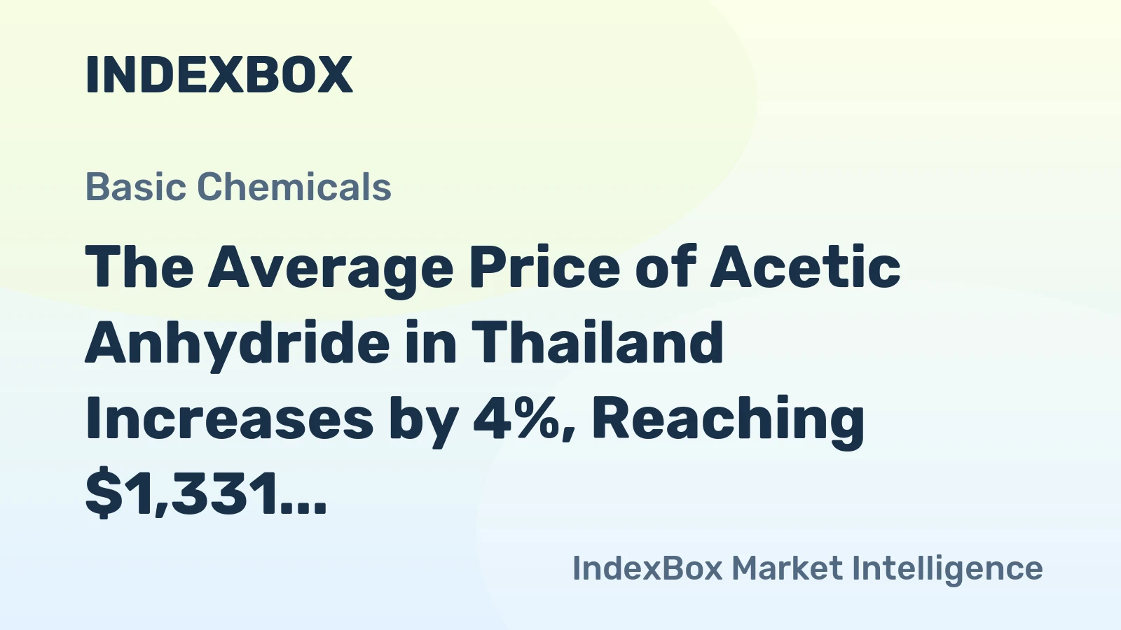 The Average Price of Acetic Anhydride in Thailand Increases by 4%, Reaching $1,331 per Ton.