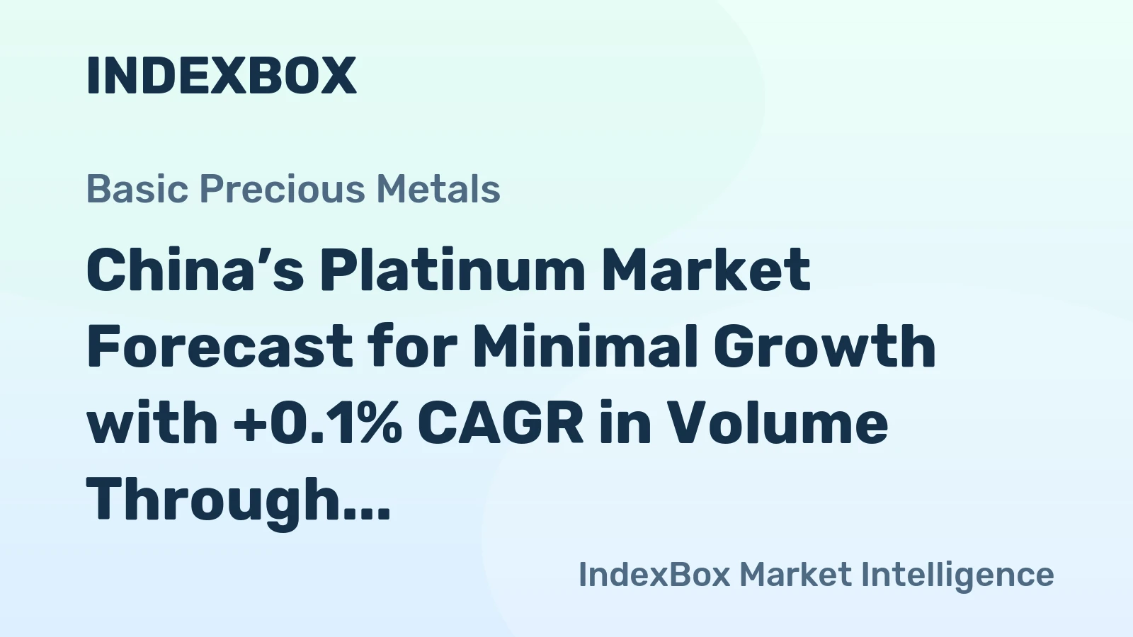 China’s Platinum Market Forecast for Minimal Growth with +0.1% CAGR in Volume Through 2035