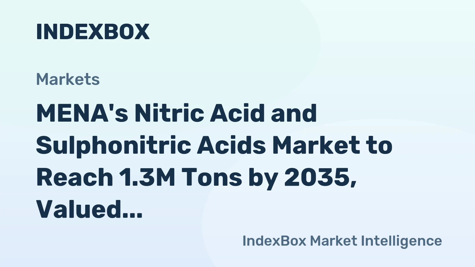MENA's Nitric Acid and Sulphonitric Acids Market to Reach 1.3M Tons by 2035, Valued at $979M