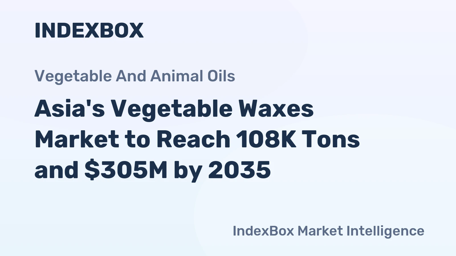 Asia's Vegetable Waxes Market to Reach 108K Tons and $305M by 2035