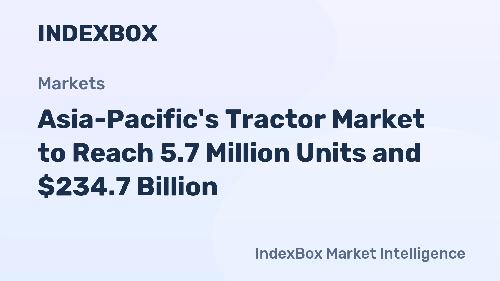 Asia-Pacific's Tractor Market to Reach 5.7 Million Units and $234.7 Billion