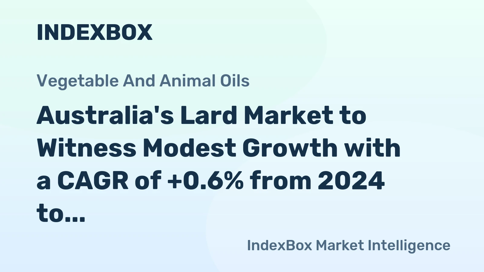 Australia's Lard Market to Witness Modest Growth with a CAGR of +0.6% from 2024 to 2035