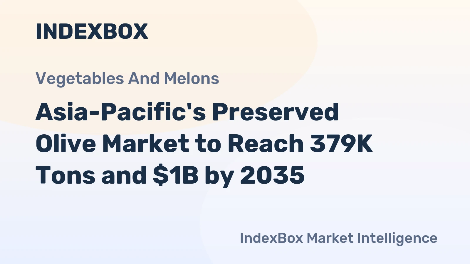 Asia-Pacific's Preserved Olive Market to Reach 379K Tons and $1B by 2035