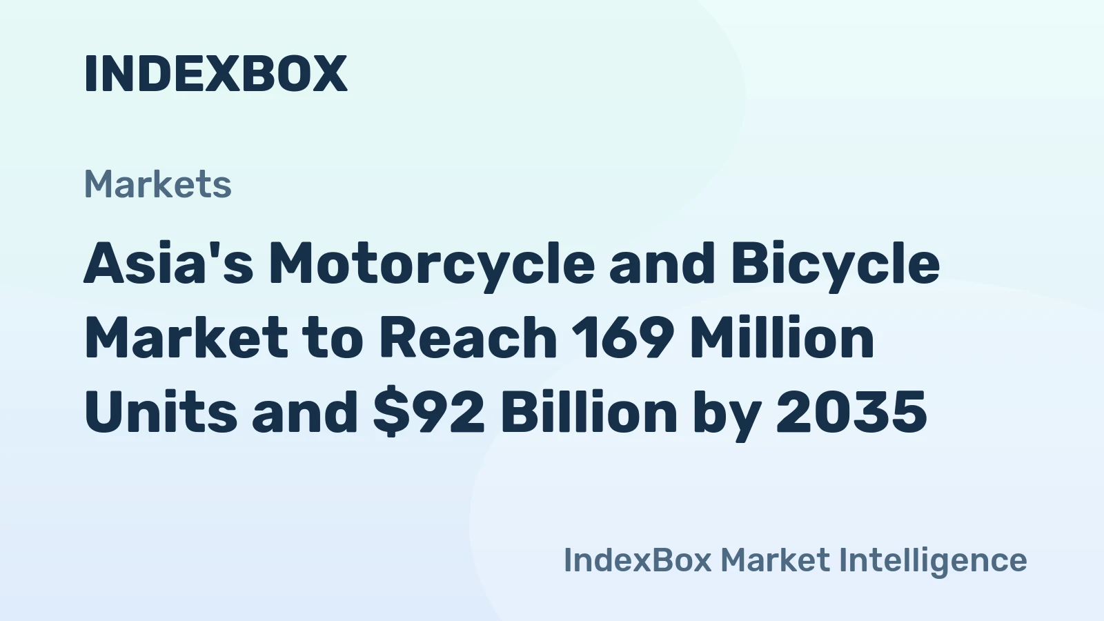 Asia's Motorcycle and Bicycle Market to Reach 169 Million Units and $92 Billion by 2035