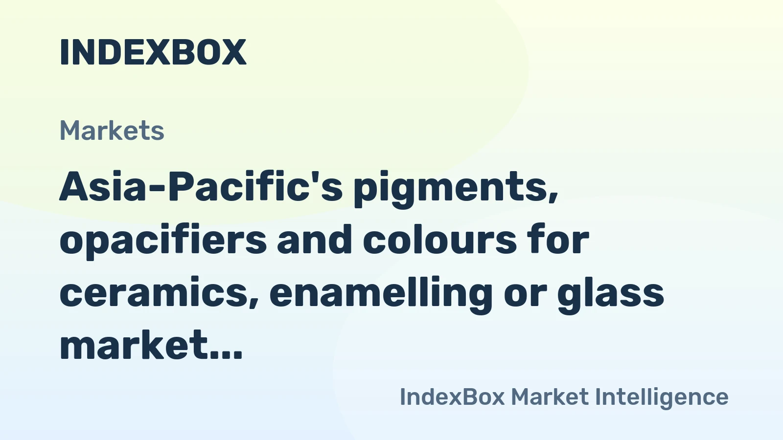Asia-Pacific's pigments, opacifiers and colours for ceramics, enamelling or glass market, with a volume of 360K tons and value of $2B in 2024, is forecast to grow to 390K tons and $2.2B by 2035.