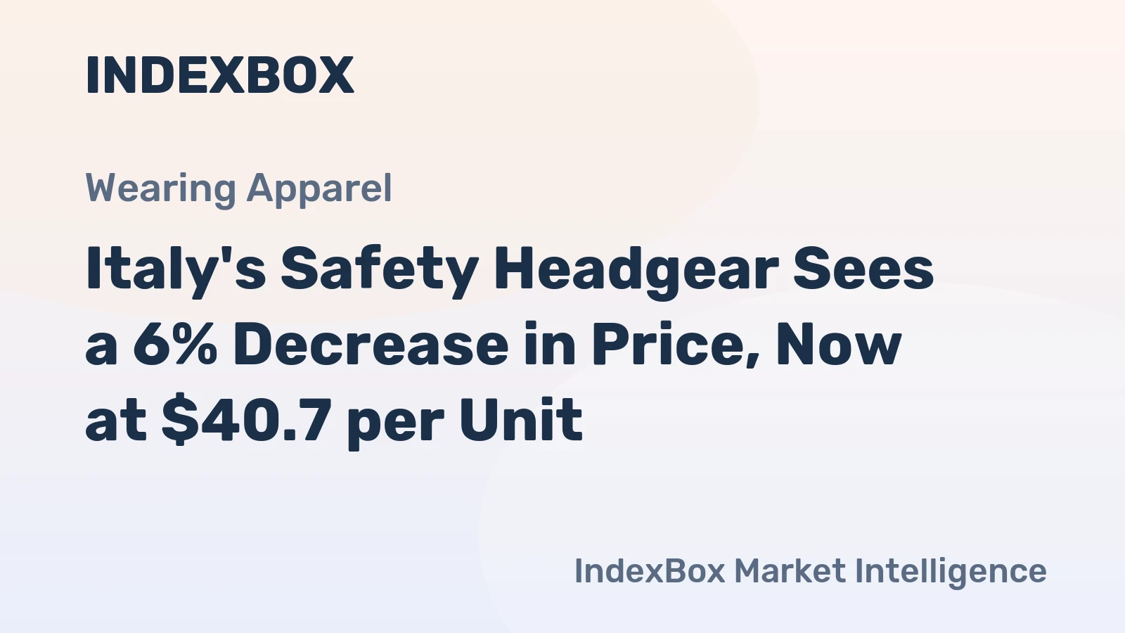 Italy's Safety Headgear Sees a 6% Decrease in Price, Now at $40.7 per Unit