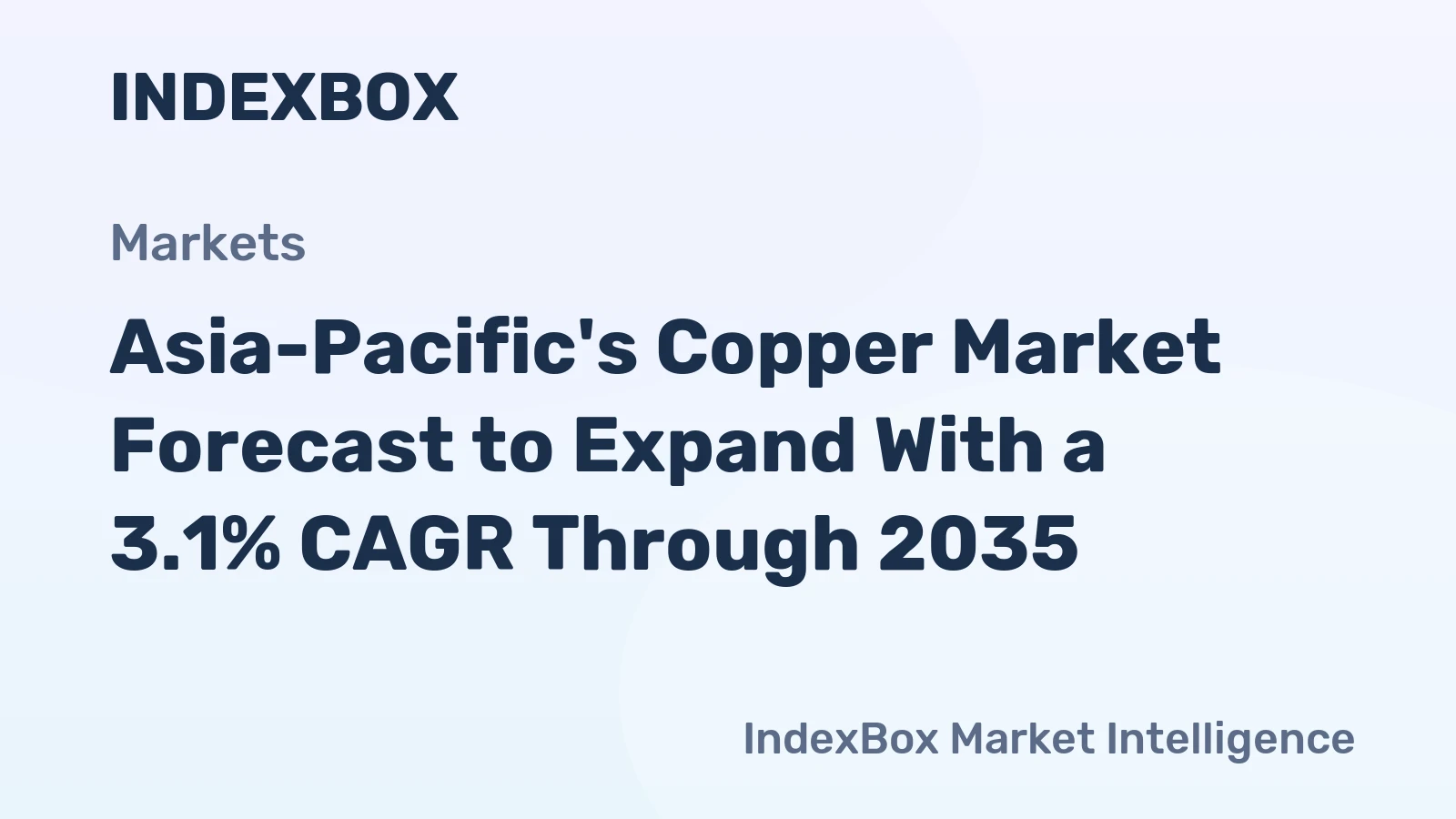 Asia-Pacific's Copper Market Forecast to Expand With a 3.1% CAGR Through 2035