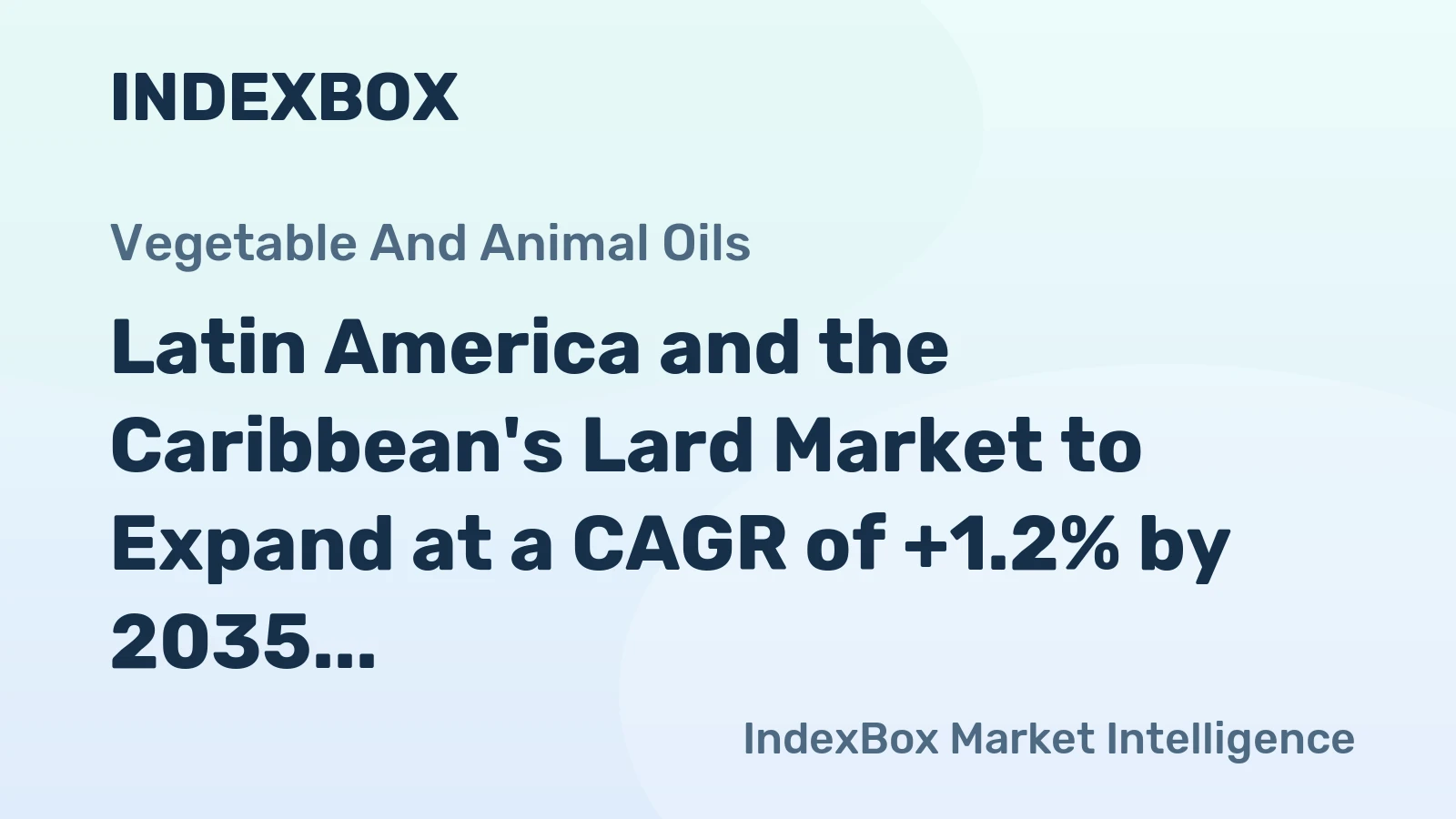 Latin America and the Caribbean's Lard Market to Expand at a CAGR of +1.2% by 2035, Reaching $1.8B in Value