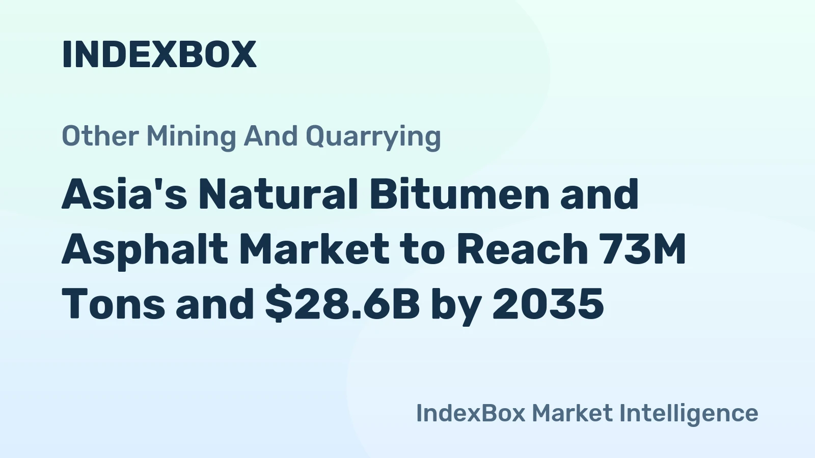 Asia's Natural Bitumen and Asphalt Market to Reach 73M Tons and $28.6B by 2035
