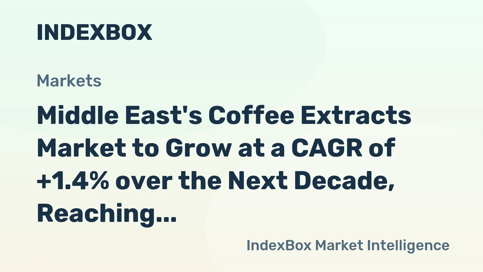 Middle East's Coffee Extracts Market to Grow at a CAGR of +1.4% over the Next Decade, Reaching $3.5B by 2035