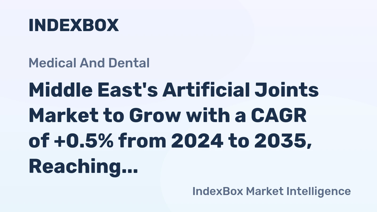 Middle East's Artificial Joints Market to Grow with a CAGR of +0.5% from 2024 to 2035, Reaching $2.9B by 2035