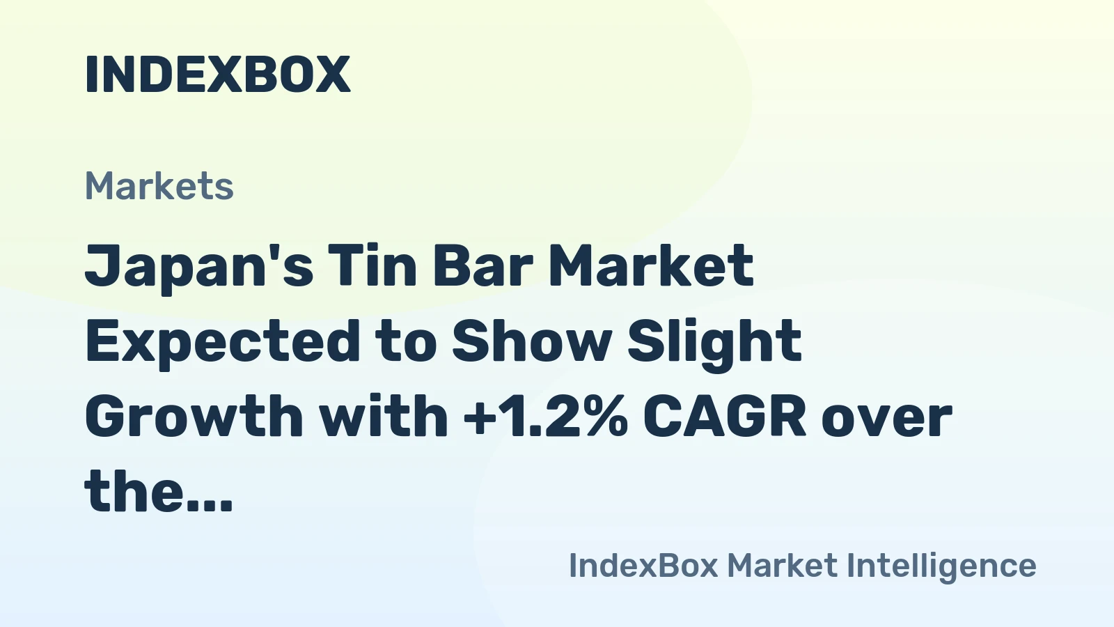Japan's Tin Bar Market Expected to Show Slight Growth with +1.2% CAGR over the Next Decade