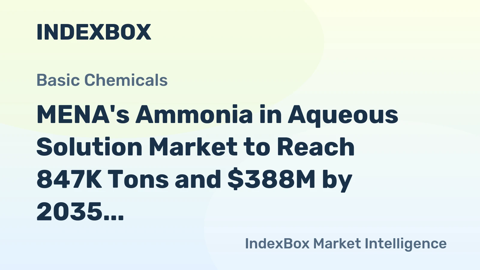 MENA's Ammonia in Aqueous Solution Market to Reach 847K Tons and $388M by 2035, Driven by Increasing Demand