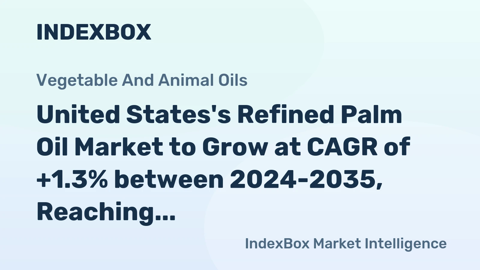 United States's Refined Palm Oil Market to Grow at CAGR of +1.3% between 2024-2035, Reaching $11.9B in Value