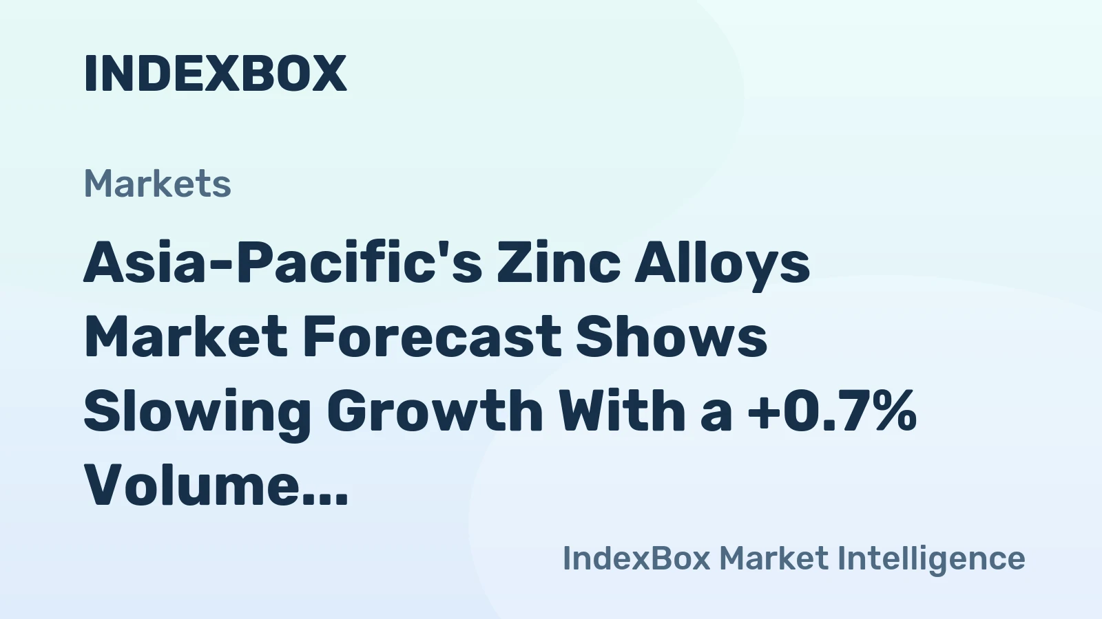Asia-Pacific's Zinc Alloys Market Forecast Shows Slowing Growth With a +0.7% Volume CAGR to 2035