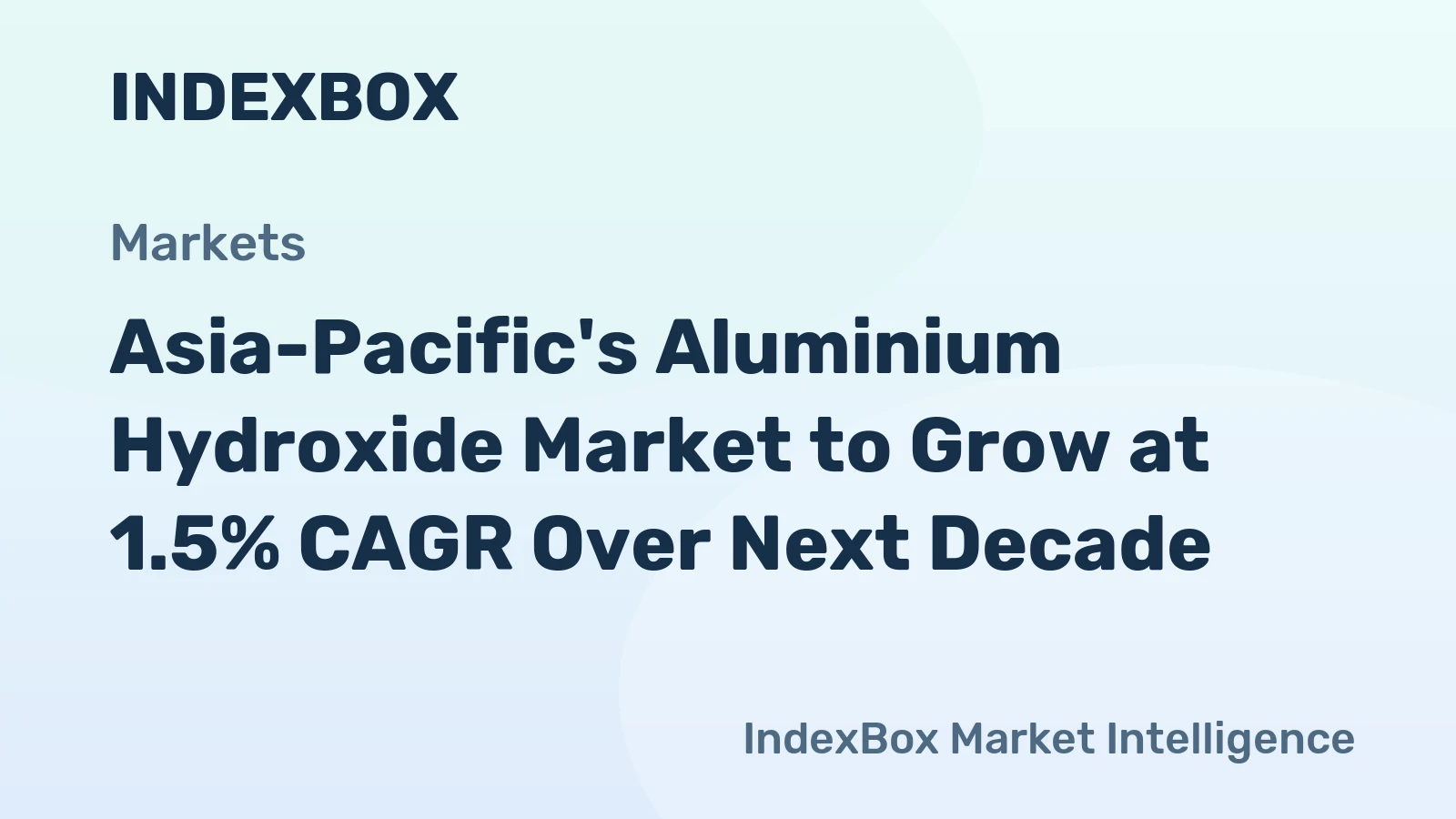Asia-Pacific's Aluminium Hydroxide Market to Grow at 1.5% CAGR Over Next Decade