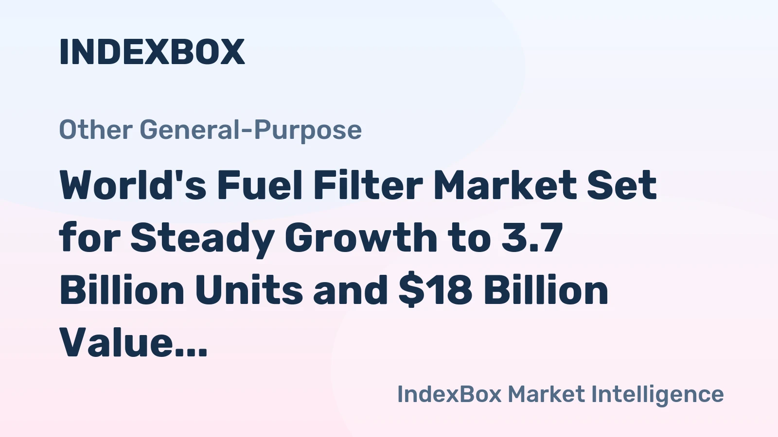 World's Fuel Filter Market Set for Steady Growth to 3.7 Billion Units and $18 Billion Value