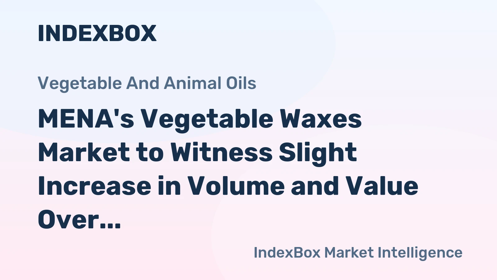 MENA's Vegetable Waxes Market to Witness Slight Increase in Volume and Value Over Next Decade
