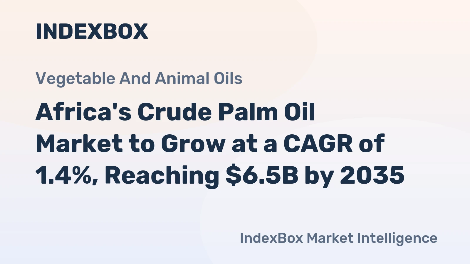 Africa's Crude Palm Oil Market to Grow at a CAGR of 1.4%, Reaching $6.5B by 2035
