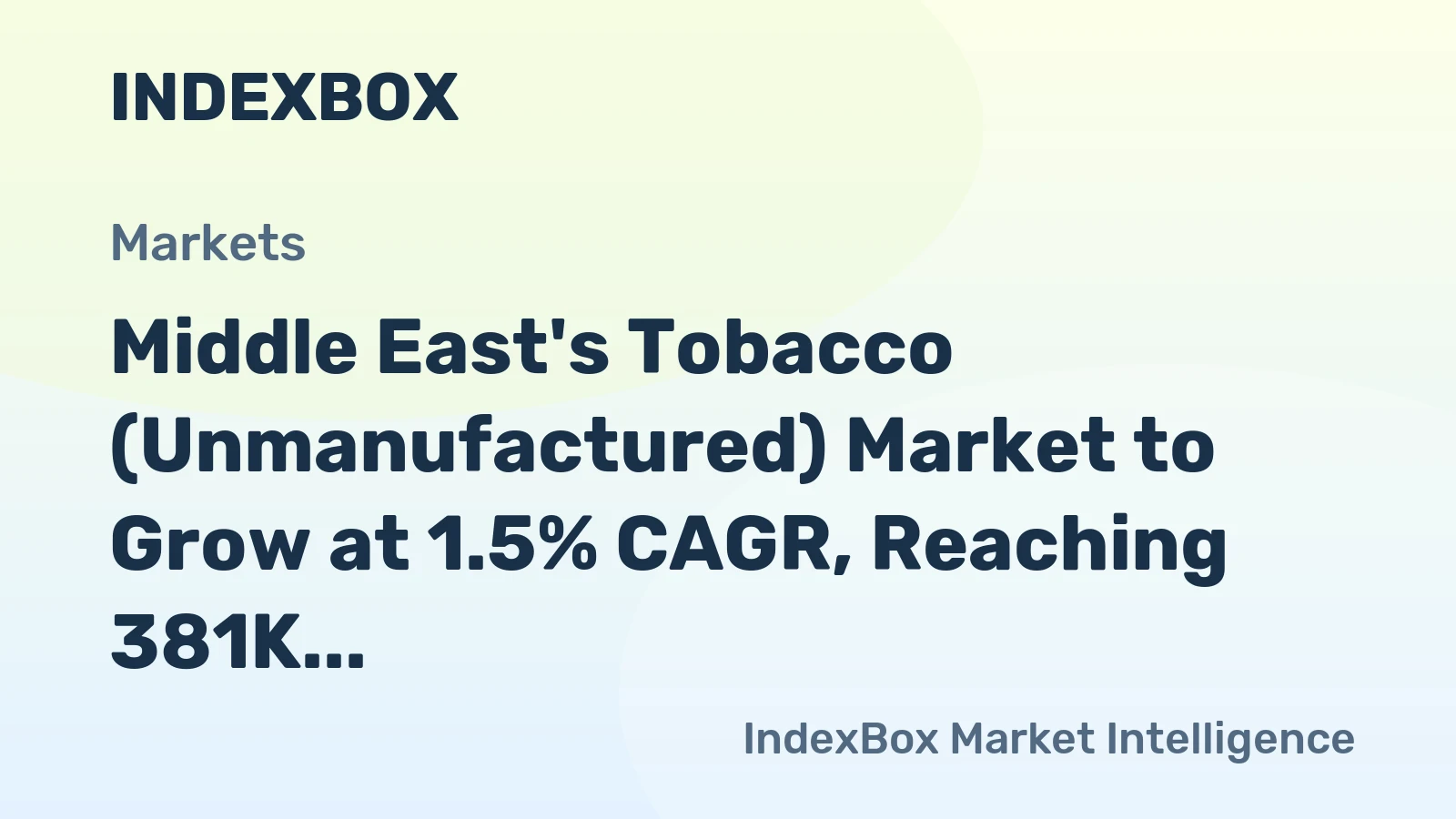 Middle East's Tobacco (Unmanufactured) Market to Grow at 1.5% CAGR, Reaching 381K Tons by 2035